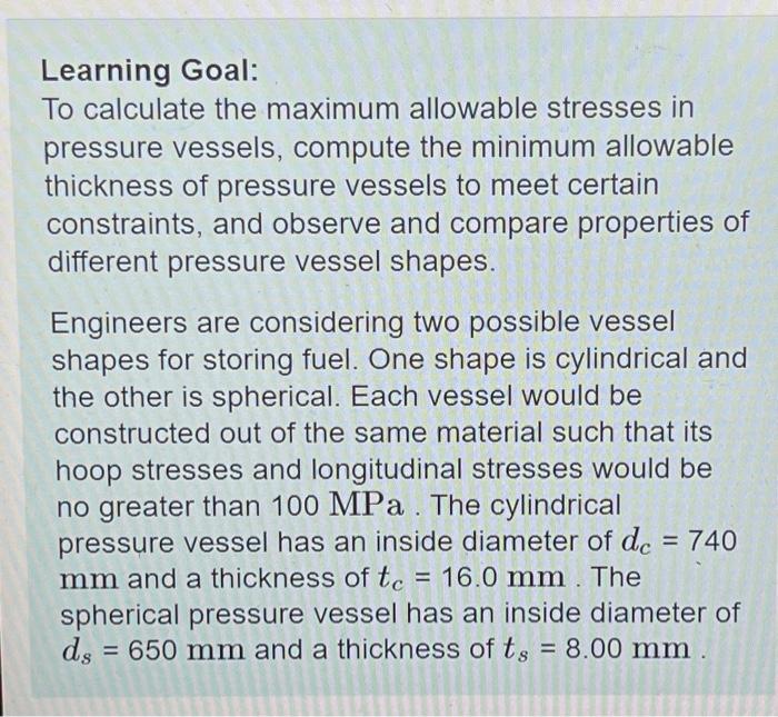 Solved Learning Goal: To calculate the maximum allowable | Chegg.com