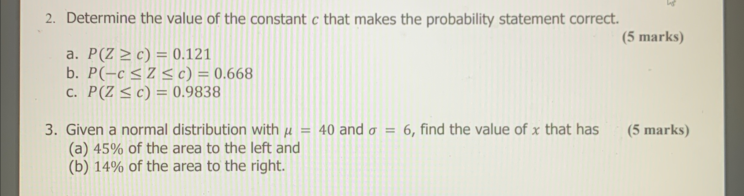 Solved Determine the value of the constant c ﻿that makes the | Chegg.com