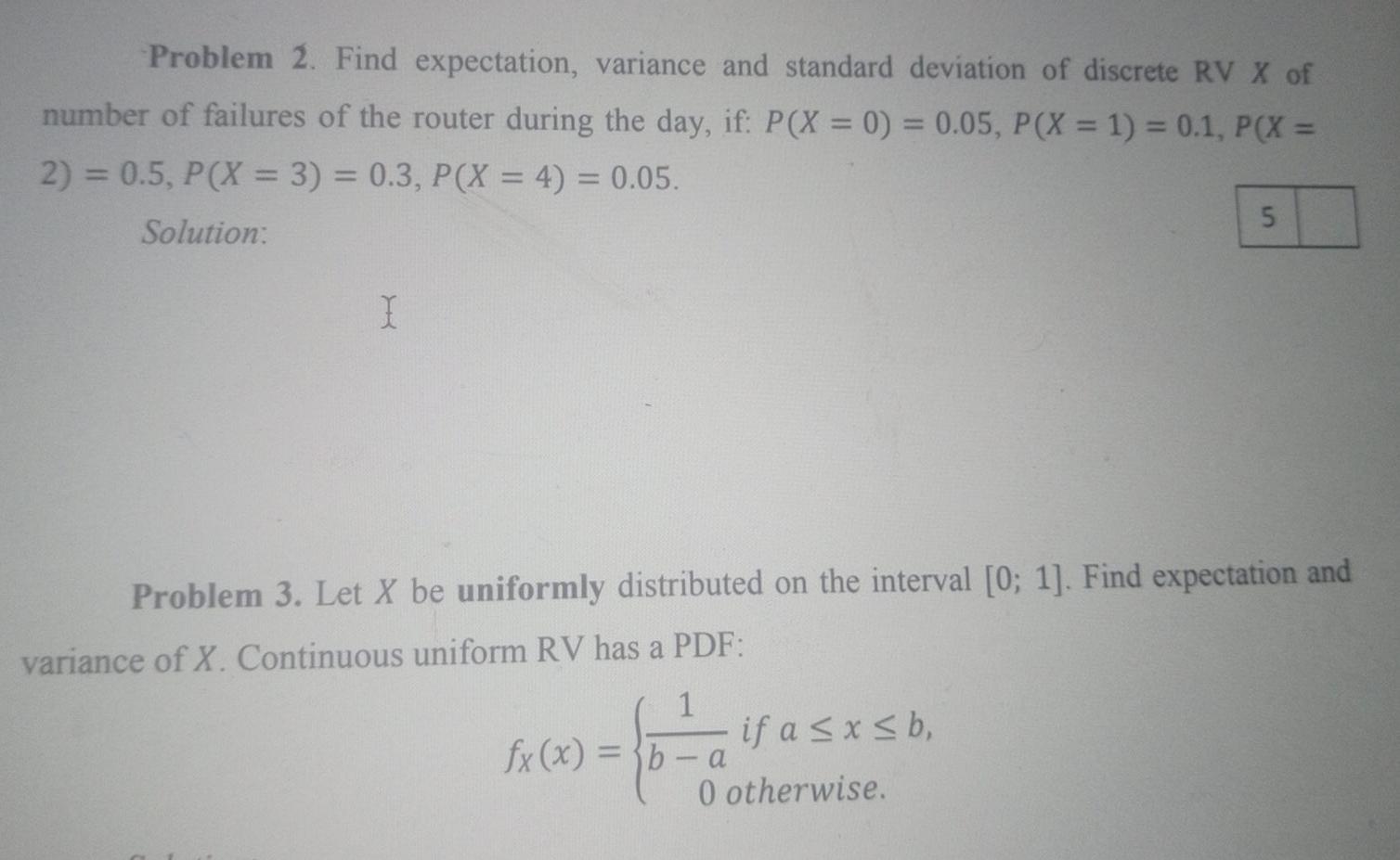 Solved Problem 2. Find expectation, variance and standard | Chegg.com