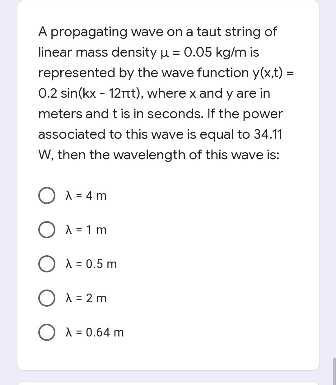 Solved = A propagating wave on a taut string of linear mass | Chegg.com