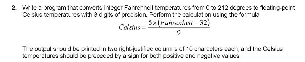 Solved 2. Write a program that converts integer Fahrenheit | Chegg.com