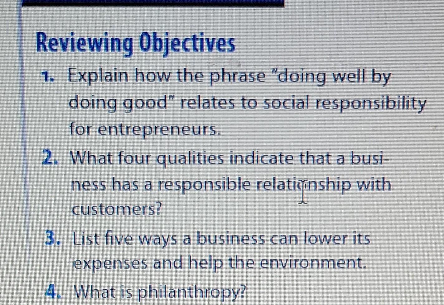 Solved Reviewing Objectives 1. Explain how the phrase "doing | Chegg.com