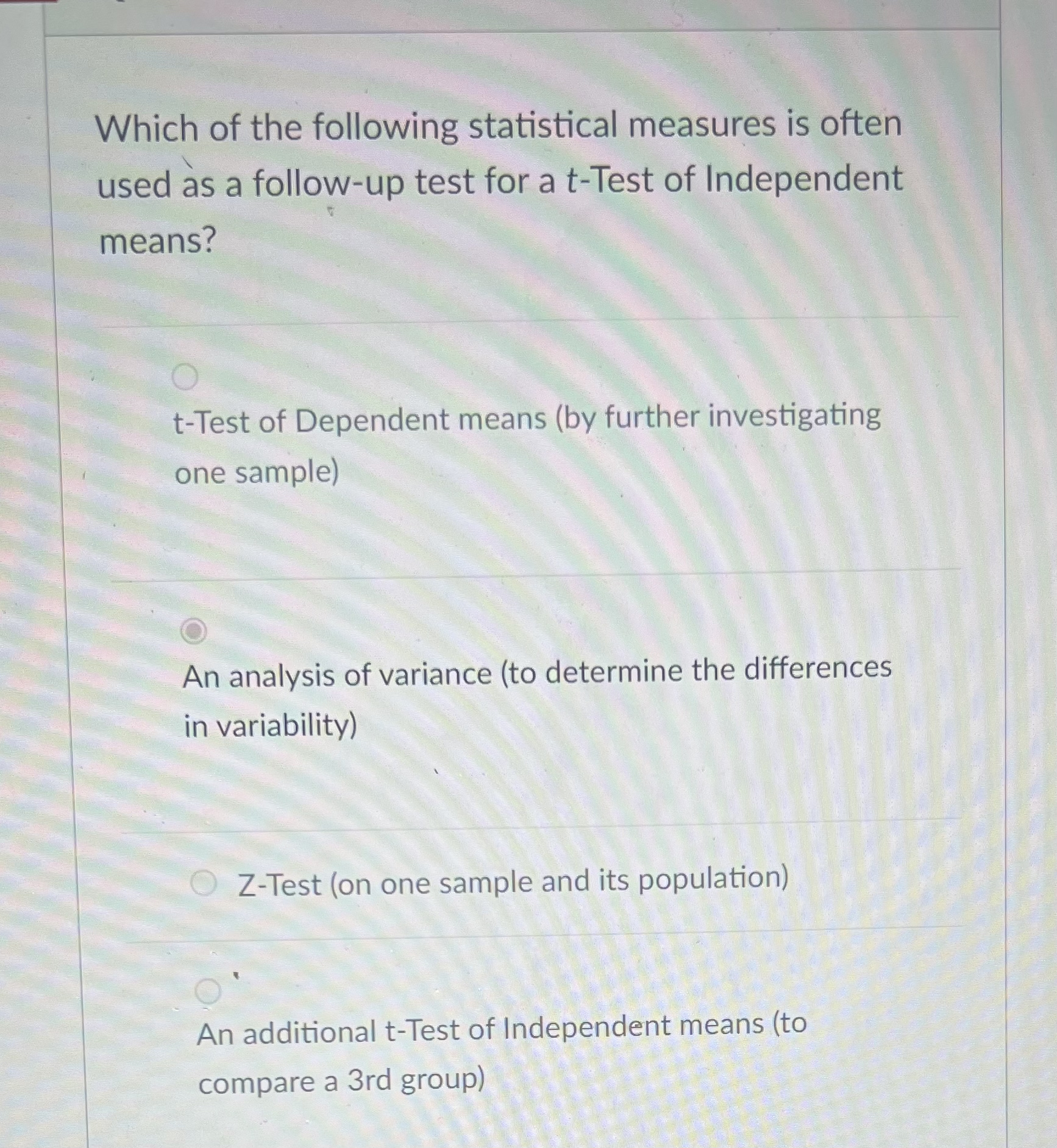 Which of the following statistical measures is often | Chegg.com