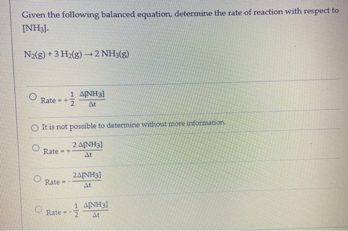 Solved Given the following balanced equation, determine the | Chegg.com
