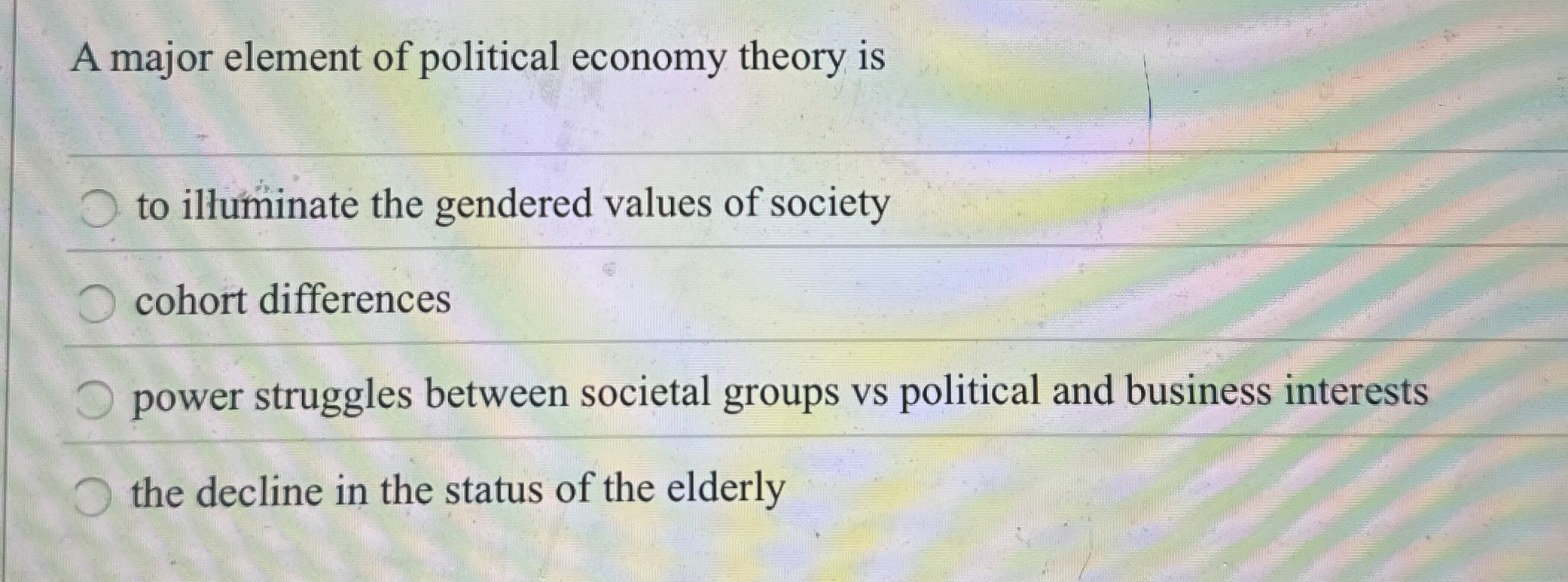 Solved A major element of political economy theory isto | Chegg.com