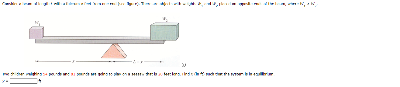 Solved Consider a beam of length L ﻿with a fulcrum x ﻿feet | Chegg.com