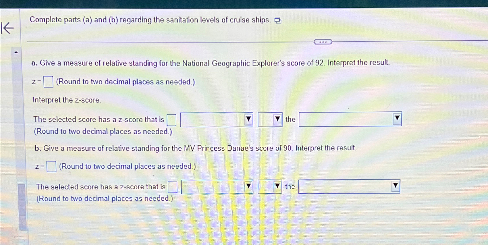 Solved Complete parts (a) ﻿and (b) ﻿regarding the sanitation | Chegg.com