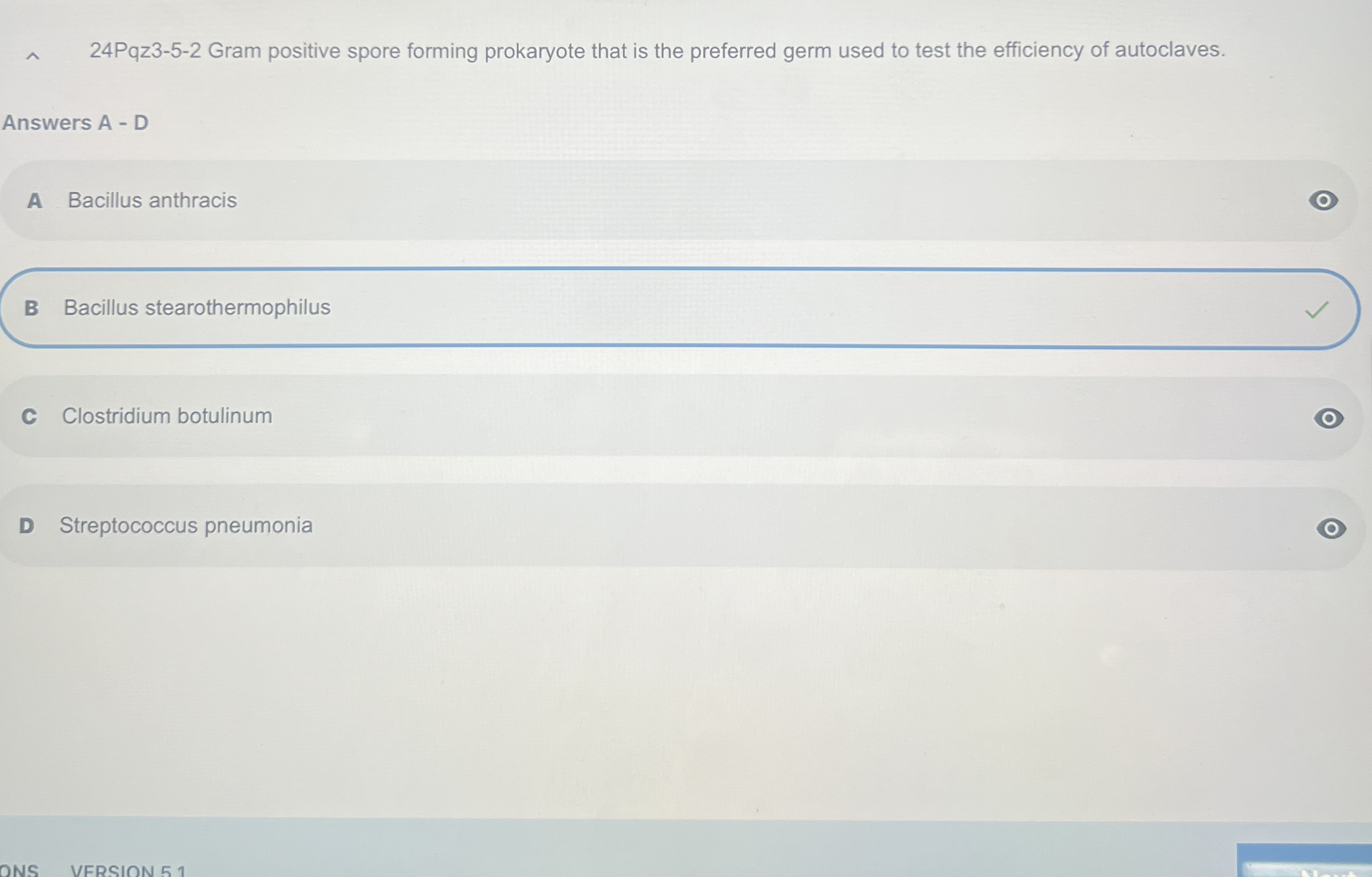 Solved 24Pqz3-5-2 ﻿Gram positive spore forming prokaryote | Chegg.com