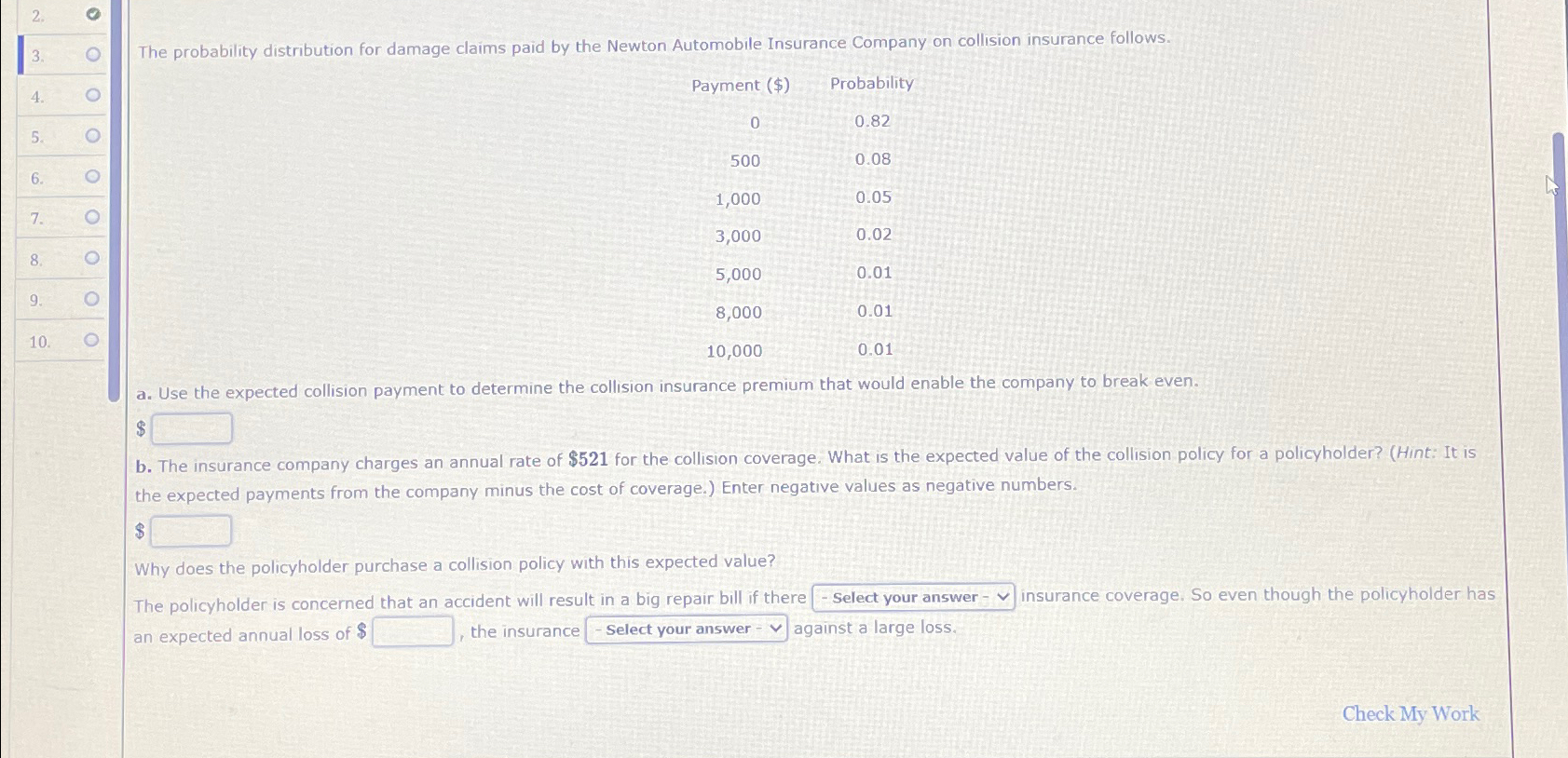 a. ﻿Use the expected collision payment to determine | Chegg.com
