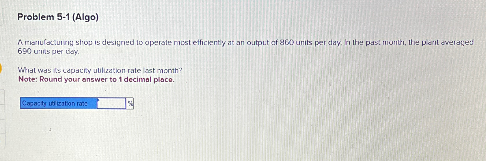 Solved Problem 5-1 (Algo)A manufacturing shop is designed to | Chegg.com