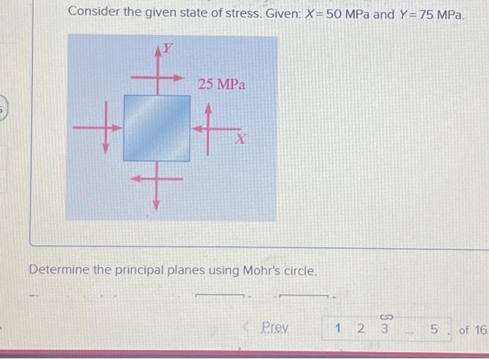 Solved Consider the given state of stress. Given: X=50MPa | Chegg.com