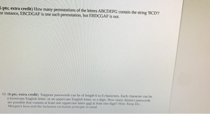 Solved 5pts; extra credit) How many permutations of the | Chegg.com
