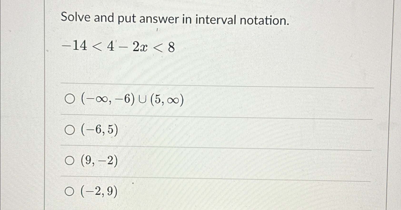 Solved Solve and put answer in interval | Chegg.com