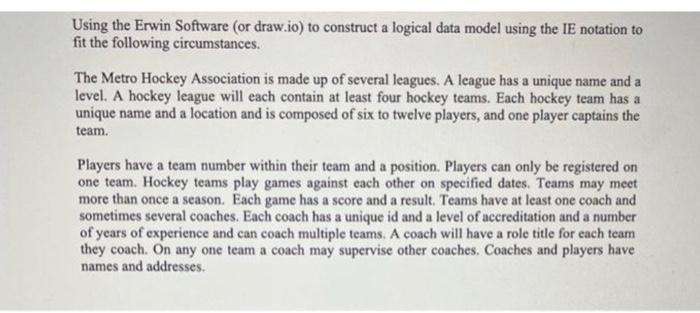 Solved Using the Erwin Software (or draw.io) to construct a | Chegg.com