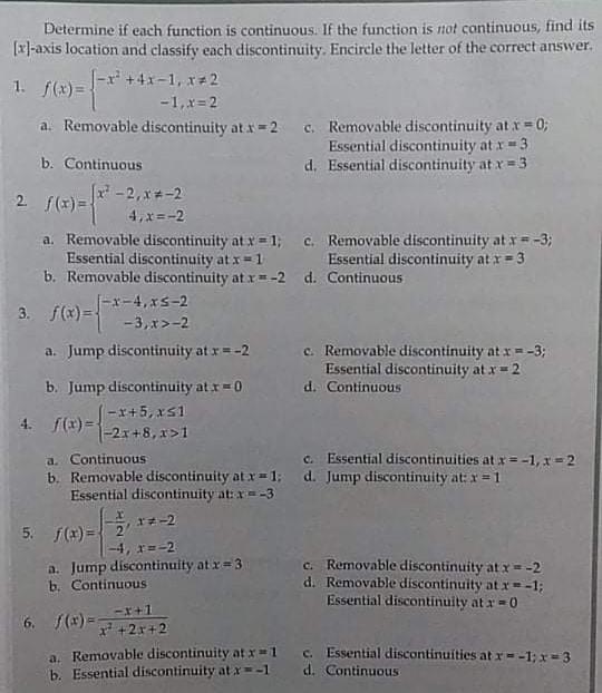 Solved Determine if each function is continuous. If the | Chegg.com