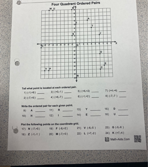 Solved Four Quadrant Ordered Pairs WU BA Solved Four Quadrant Ordered Pairs WU BA