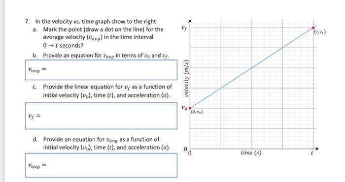 Solved (t,0) 7. In the velocity vs. time graph show to the | Chegg.com