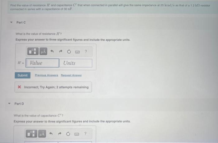 Solved For part C : Find the value of resistance R' and | Chegg.com