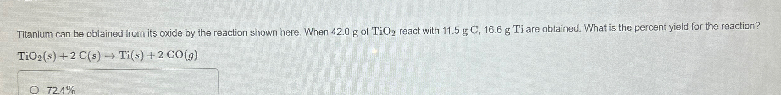 Solved Titanium can be obtained from its oxide by the | Chegg.com