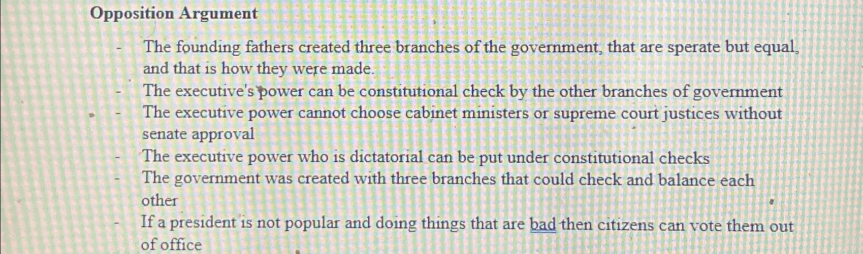 Solved Opposition Argument Expand on this idea The founding | Chegg.com