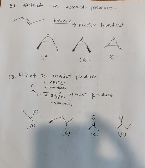 Solved 21. Select the correct product. PhCO3H major product | Chegg.com
