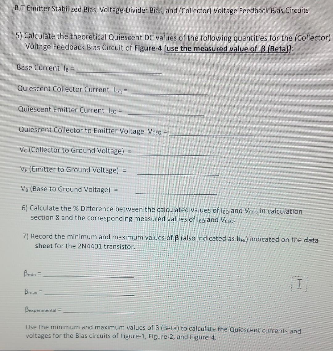 Solved 5) Construct the (Collector) Voltage Feedback Bias | Chegg.com