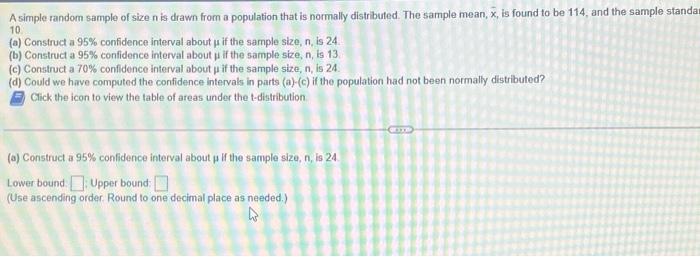 Solved A simple random sample of size n is drawn from a | Chegg.com