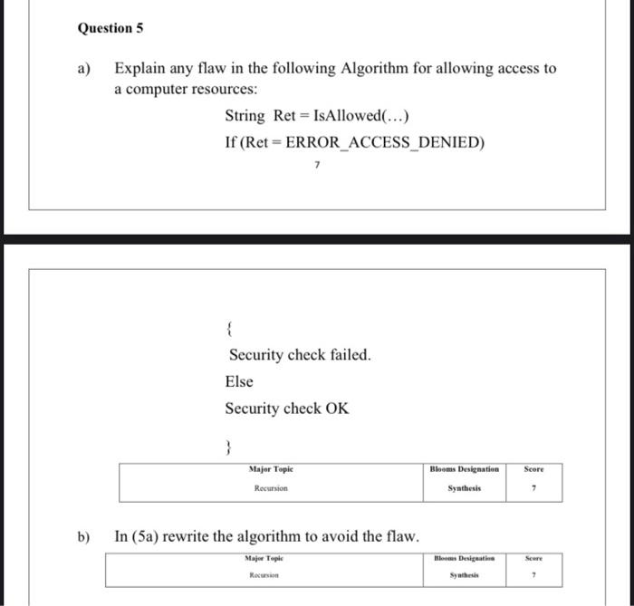 Solved a) Explain any flaw in the following Algorithm for | Chegg.com