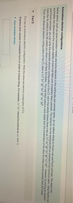 Solved Anomalous electron configurations Some atoms, such as | Chegg.com