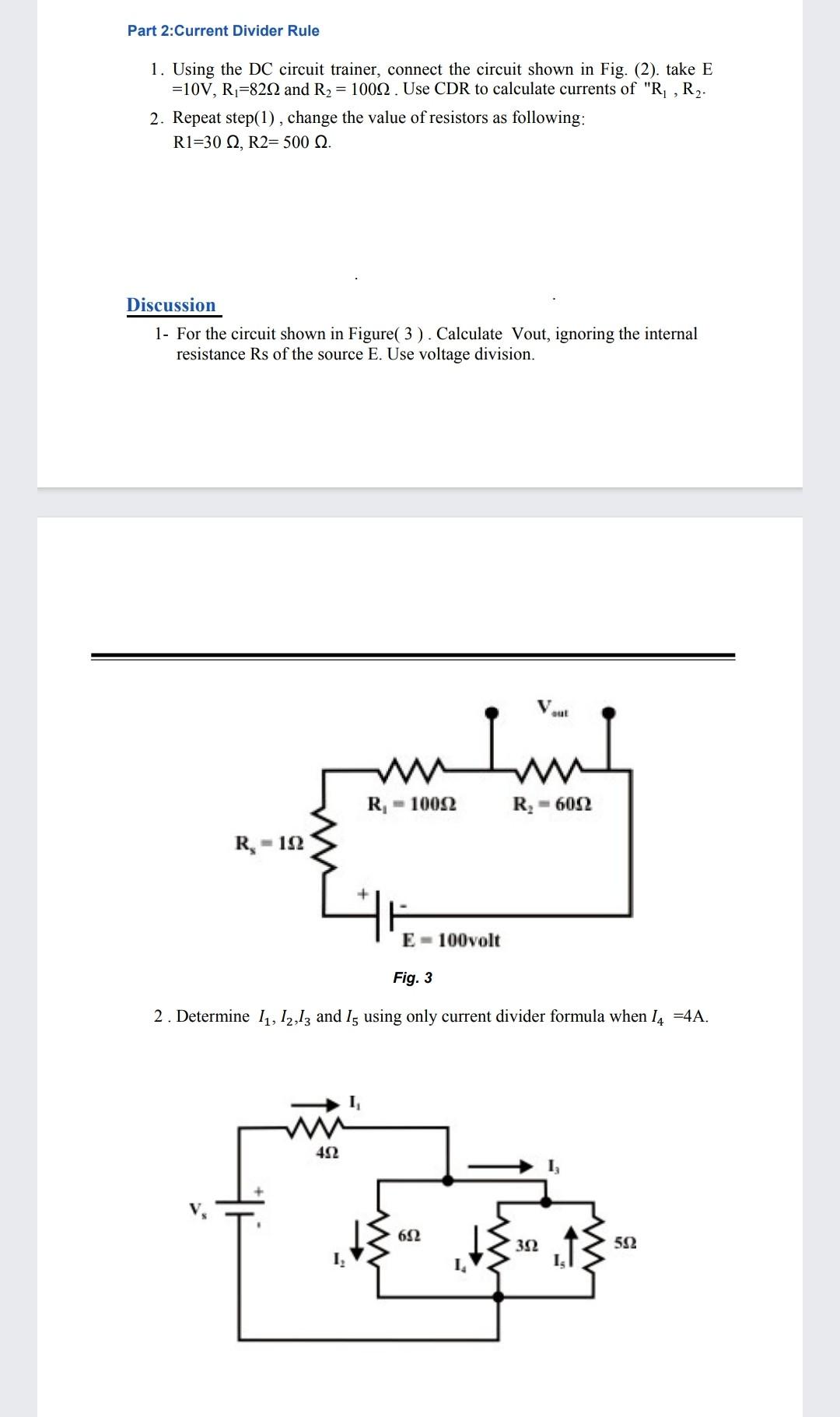Solved Part 2:Current Divider Rule 1. Using the DC circuit | Chegg.com