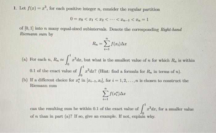 1. Let f(x) = r, for each positive integer n, | Chegg.com
