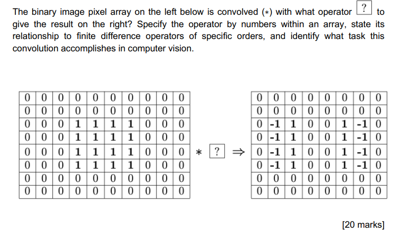 Solved The binary image pixel array on the left below is | Chegg.com
