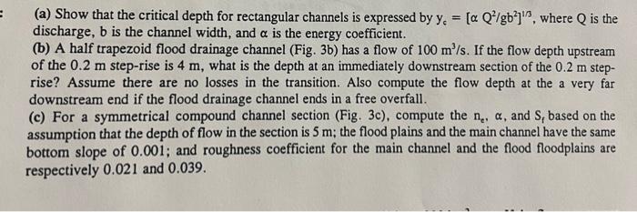 (a) Show that the critical depth for rectangular | Chegg.com