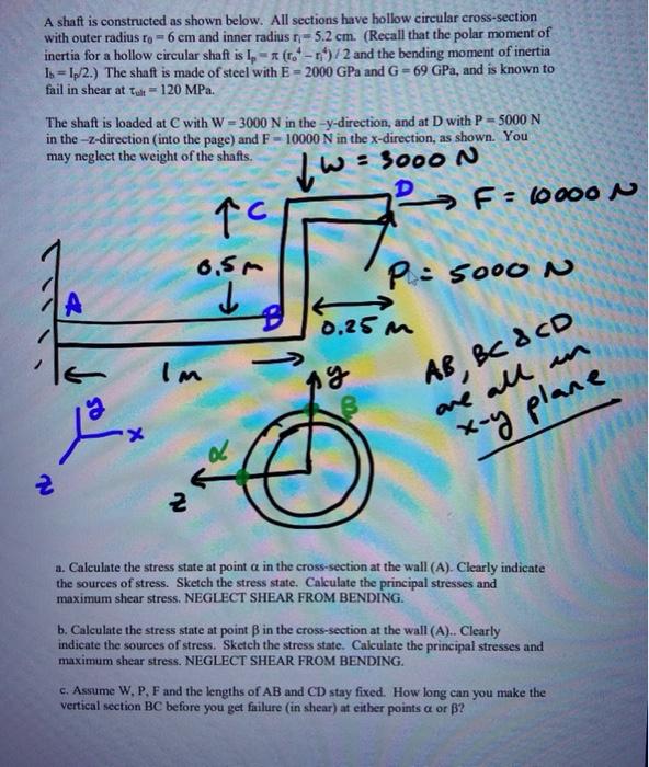 Solved A shaft is constructed as shown below. All sections | Chegg.com