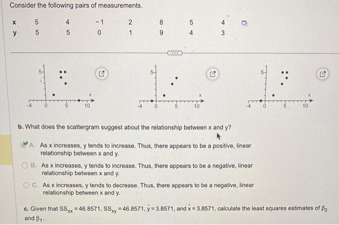 Solved Consider the following pairs of measurements. × y | Chegg.com