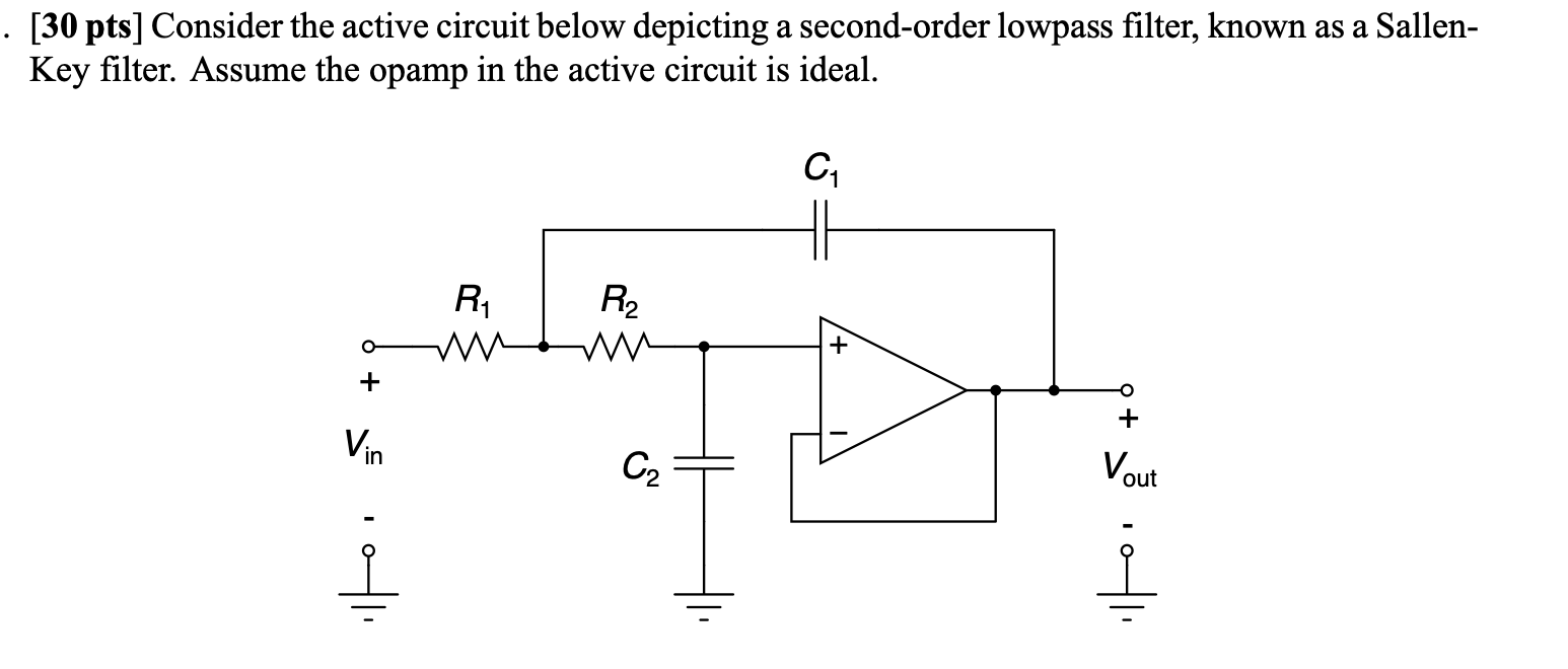 Solved 30ptsKey filter. Assume the opamp in ﻿the active | Chegg.com