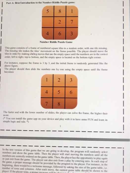 Solved Part 1: Brief introduction to the Number Riddle | Chegg.com