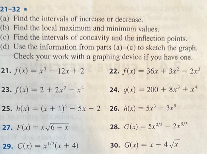 Solved 21−32= (a) Find the intervals of increase or | Chegg.com