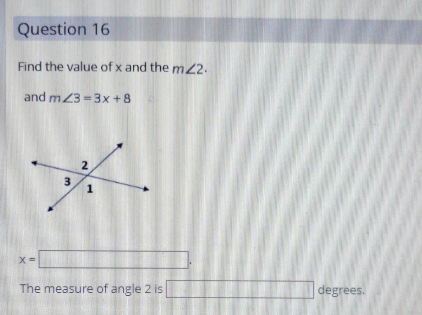 Solved Find the value of x.Find the value of x and the m∠2. | Chegg.com