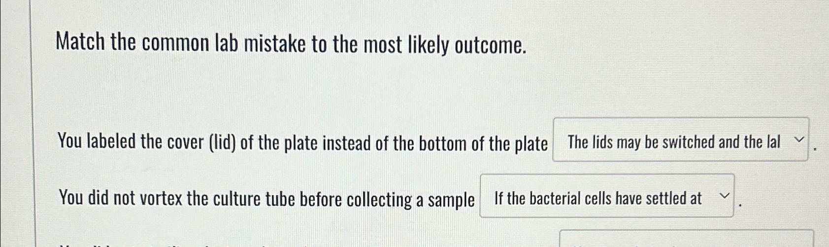 Solved Match the common lab mistake to the most likely | Chegg.com