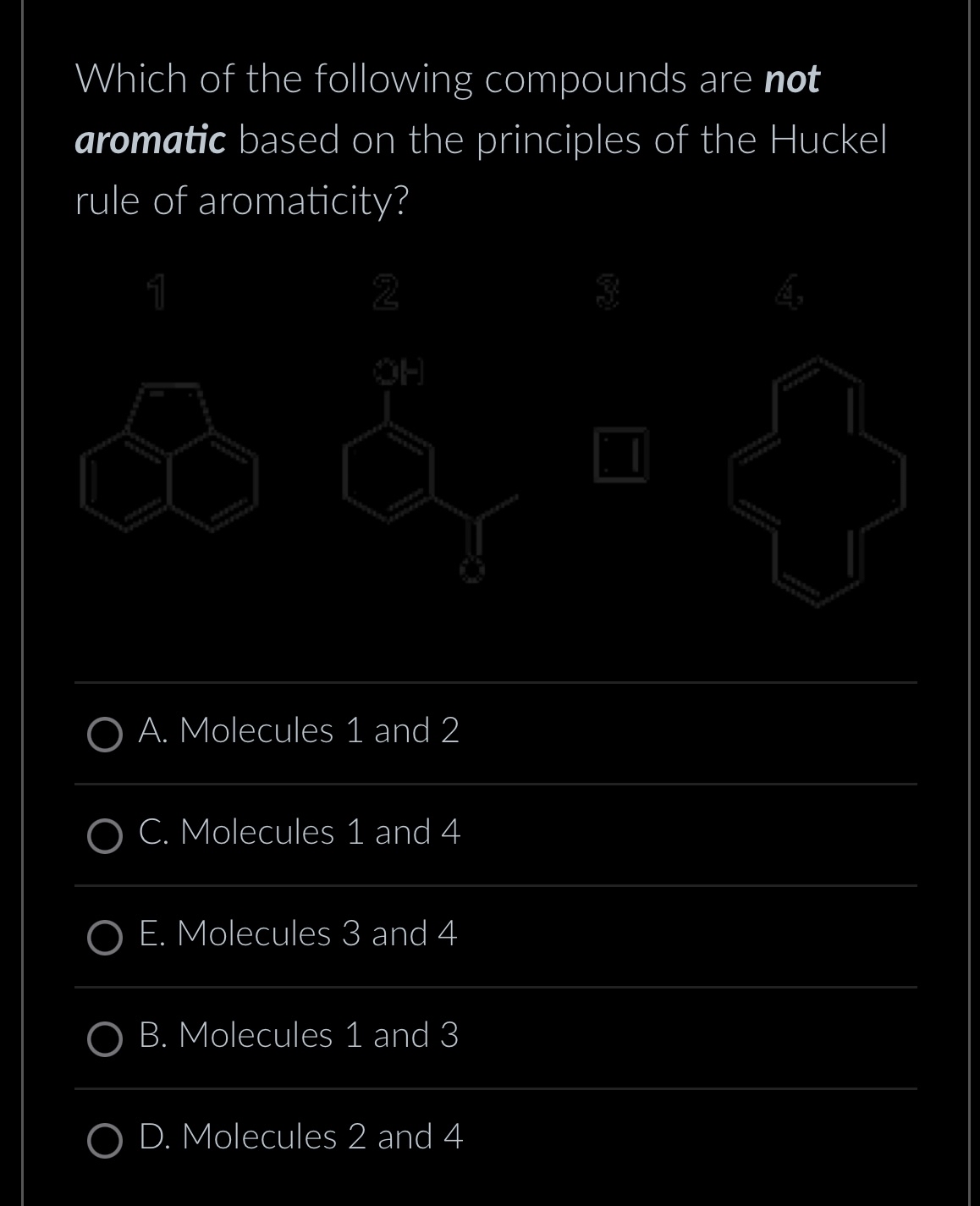 Solved Which of the following compounds are not aromatic | Chegg.com