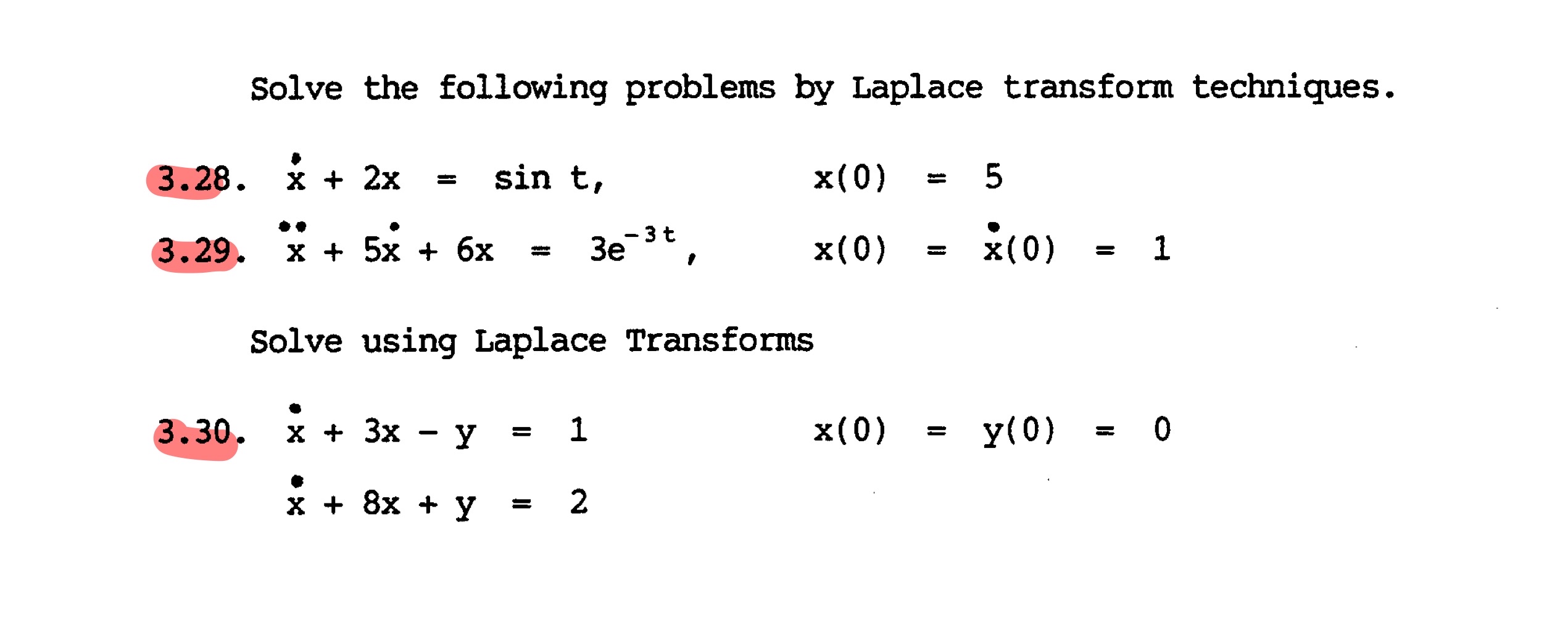 Solved Solve the following problems by Laplace transform | Chegg.com