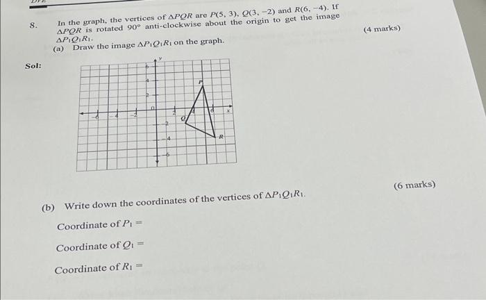 Solved 8. In the graph, the vertices of APQR are P(5, 3), | Chegg.com