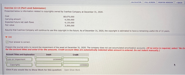 Solved Exercise 12-13 (Part Level Submission) Presented | Chegg.com Solved Exercise 12-13 (Part Level Submission) Presented | Chegg.com