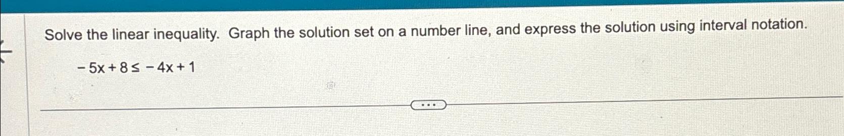 Solved Solve the linear inequality. Graph the solution set | Chegg.com
