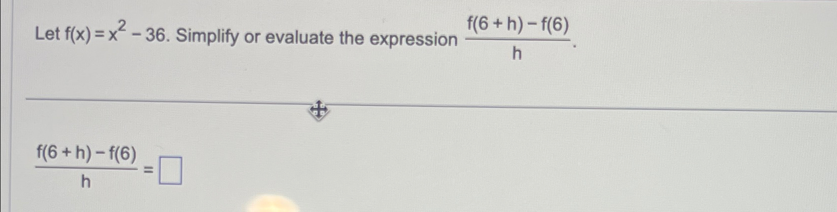 Solved Let f(x)=x2-36. ﻿Simplify or evaluate the expression | Chegg.com