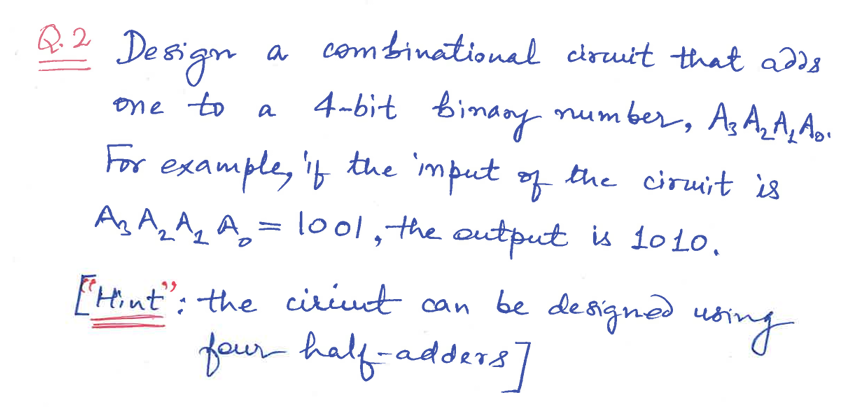 Solved Design a combinational circuit that adds one to a | Chegg.com