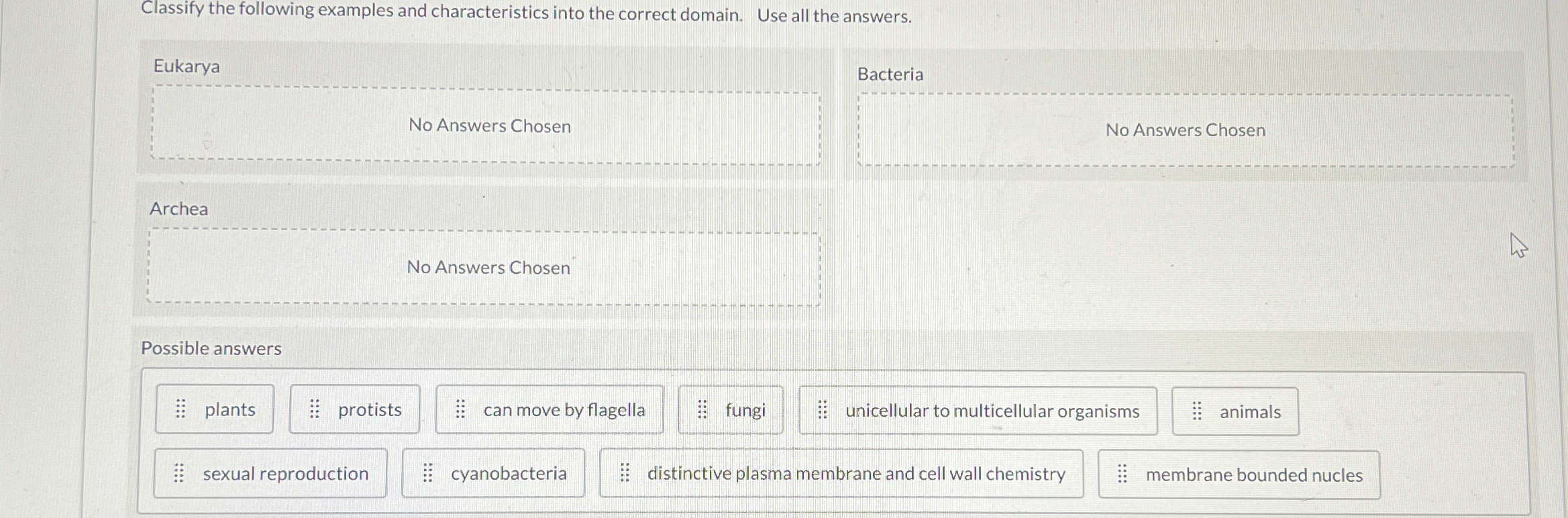 Solved Classify the following examples and characteristics | Chegg.com