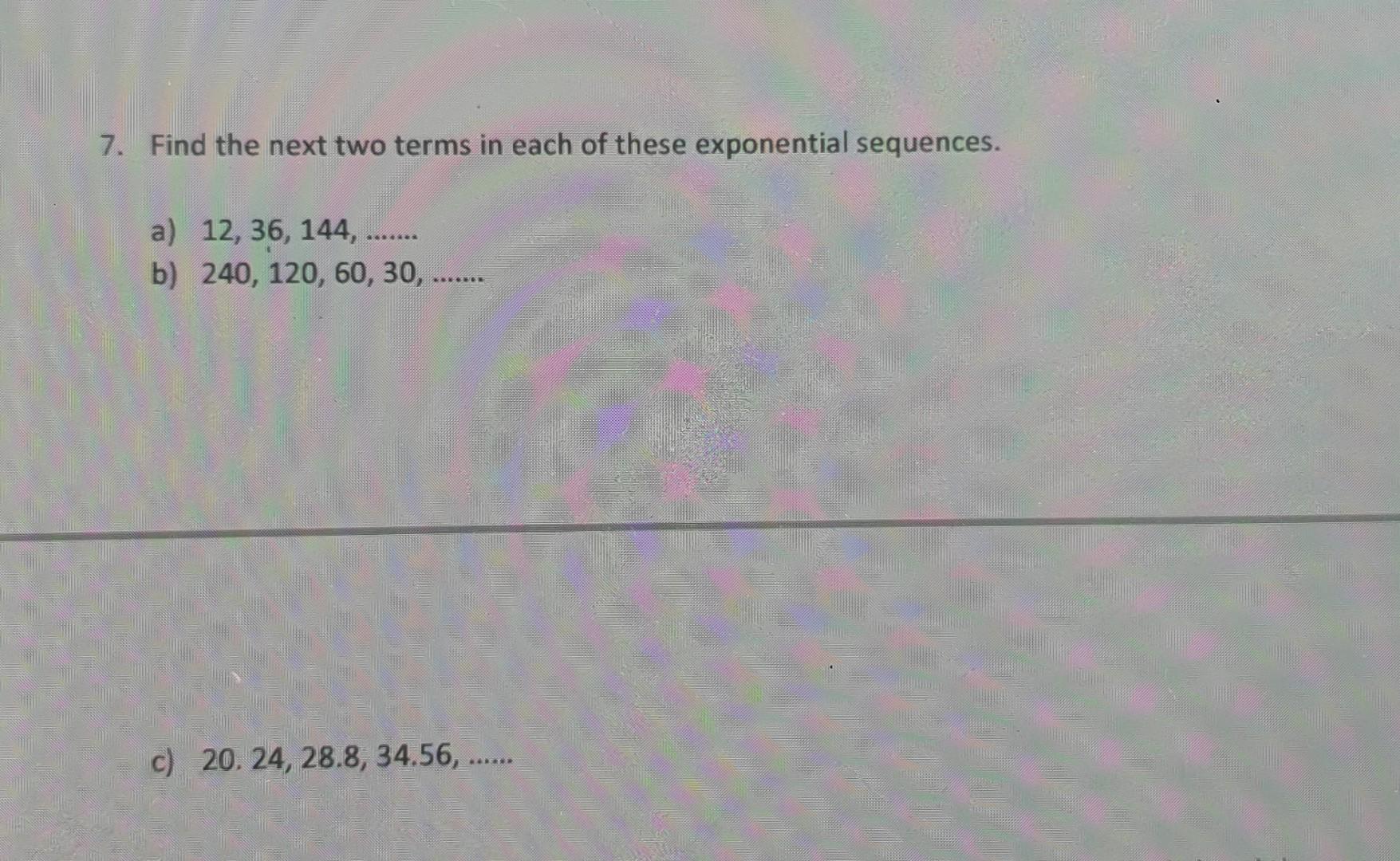 Solved 8. Here are the nth terms of some sequences. In each | Chegg.com