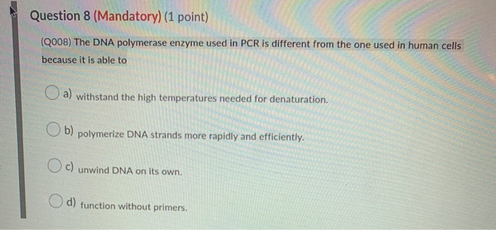 Solved Question 7 (Mandatory) (1 point) Saved (2007) | Chegg.com